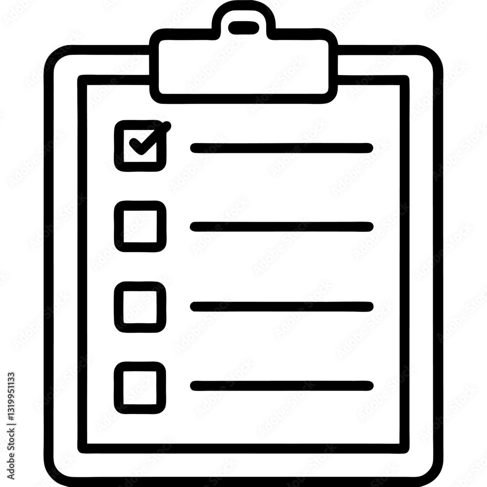 Checklist Vector Icon – White Background | Cartoon, Clipart & Line Art ...