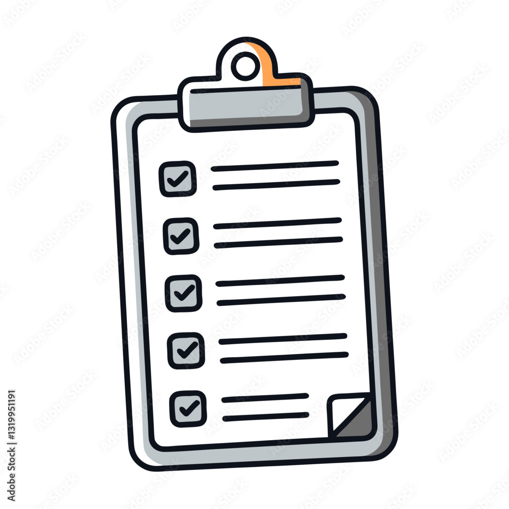 Checklist Vector Icon – White Background | Cartoon, Clipart & Line Art ...