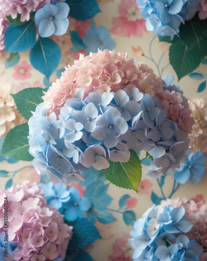 Hydrangeas start to bloom. Floral design for backgrounds. Wallpaper and ...