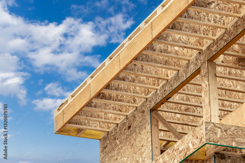 Roof construction detail showing engineered wood joists and Laminated ...