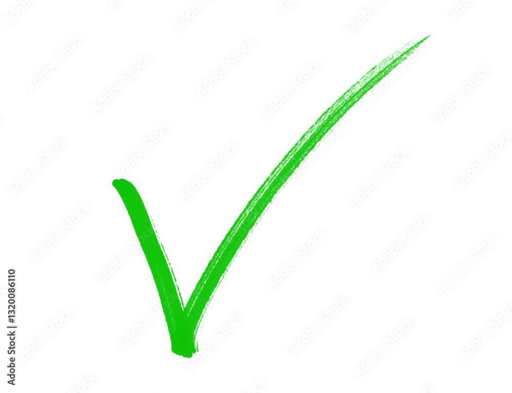 Foto de Stock green check mark, Green correct mark icon, Brush stroke ...