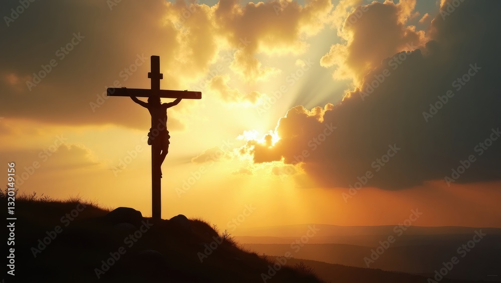 Jesus Christ crucifix cross in heaven concept, worship, passion ...