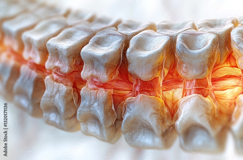 Herniated Disc Detailed Medical Illustration Cutaway View of Lumbar ...