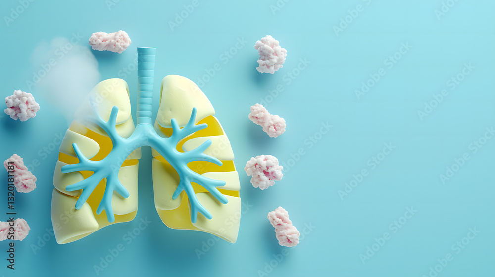 Respiratory Disease Bronchitis Acute. Lung illustration with colorful ...