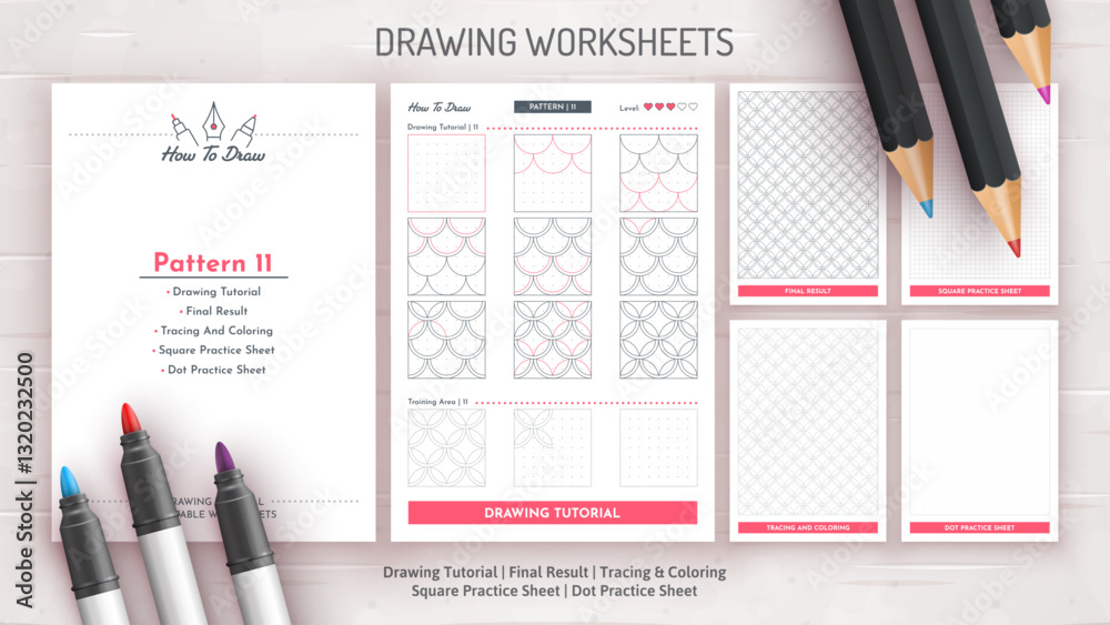 How to Draw a Pattern. Step by Step Drawing Tutorial. Draw Guide ...