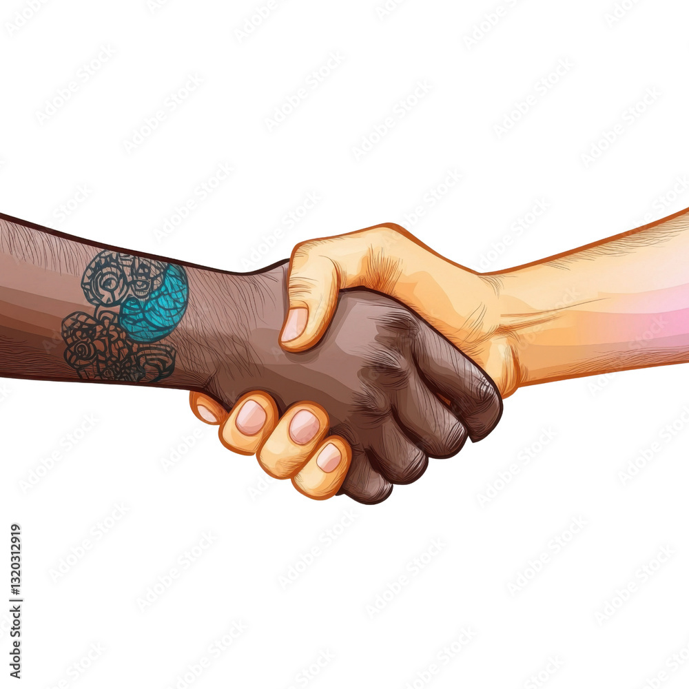 handshake diversity unity illustration on transparent background Stock ...