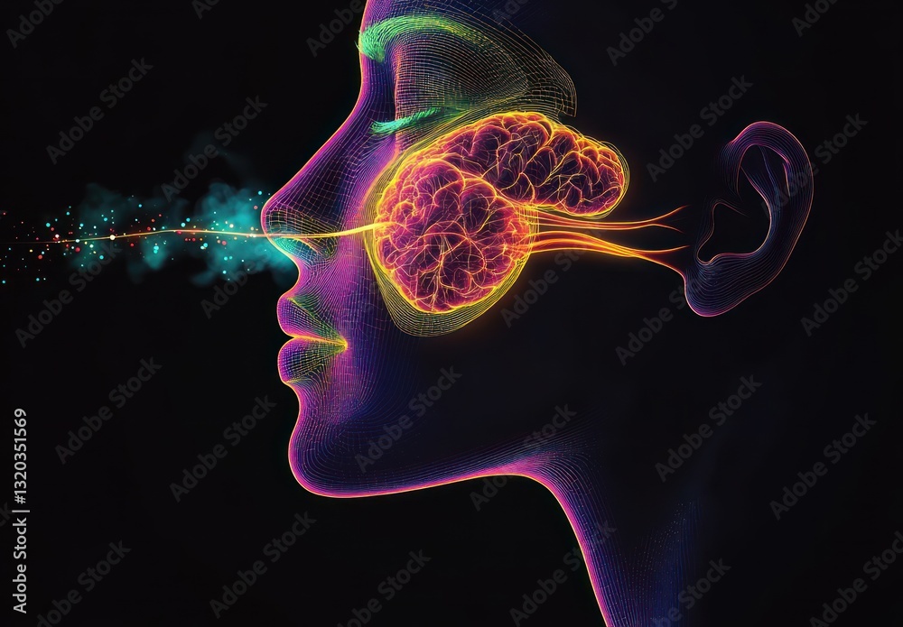 Olfactory System Illustration of Human Smell with Rose Anatomy of the ...