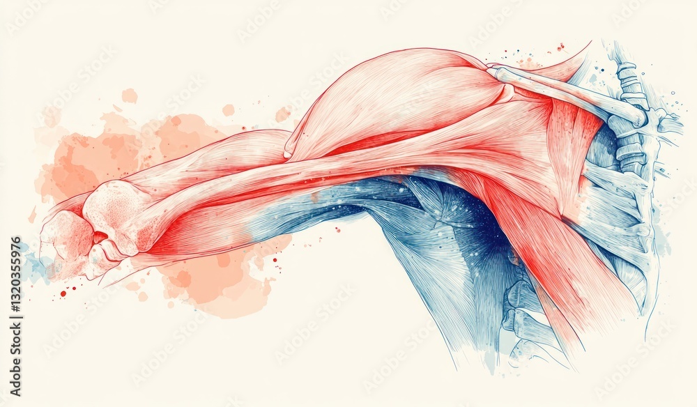 Shoulder Joint Anatomy Illustration with Muscles Ligaments and Rotator ...