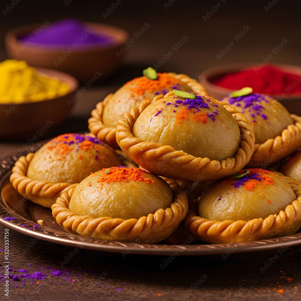 gujiya, palash flower, thandai, farsan, puran poli or roti, holi ...