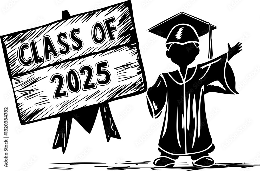 Graduation celebration of class of 2025 school campus graphic design ...