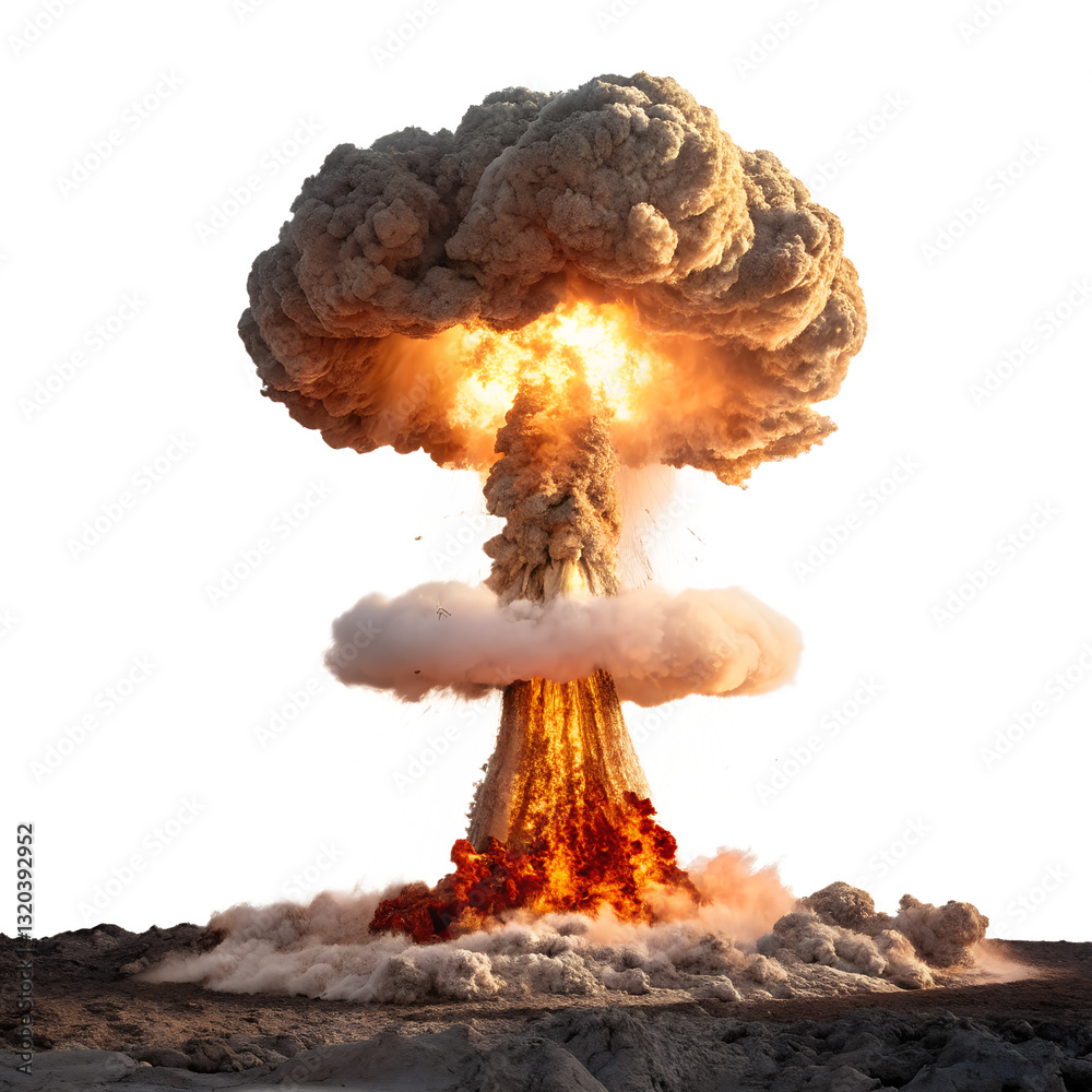 Realistic Nuclear Explosion with Mushroom Cloud On Transparent ...