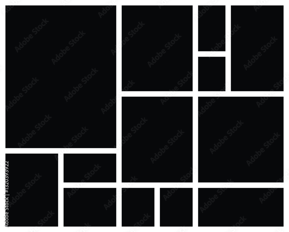 13 Empty Collage Photo Template with Geometric Grid. Versatile Picture ...