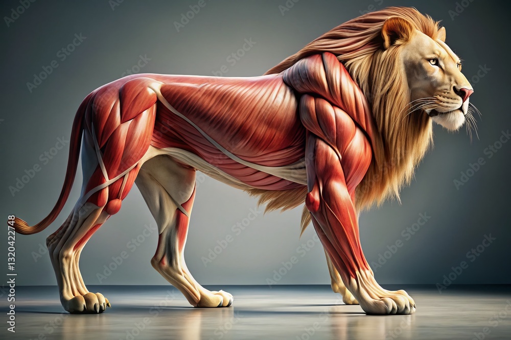 3D Render: Lion Leg Muscle Anatomy - Extensor Digitorum Lateralis ...