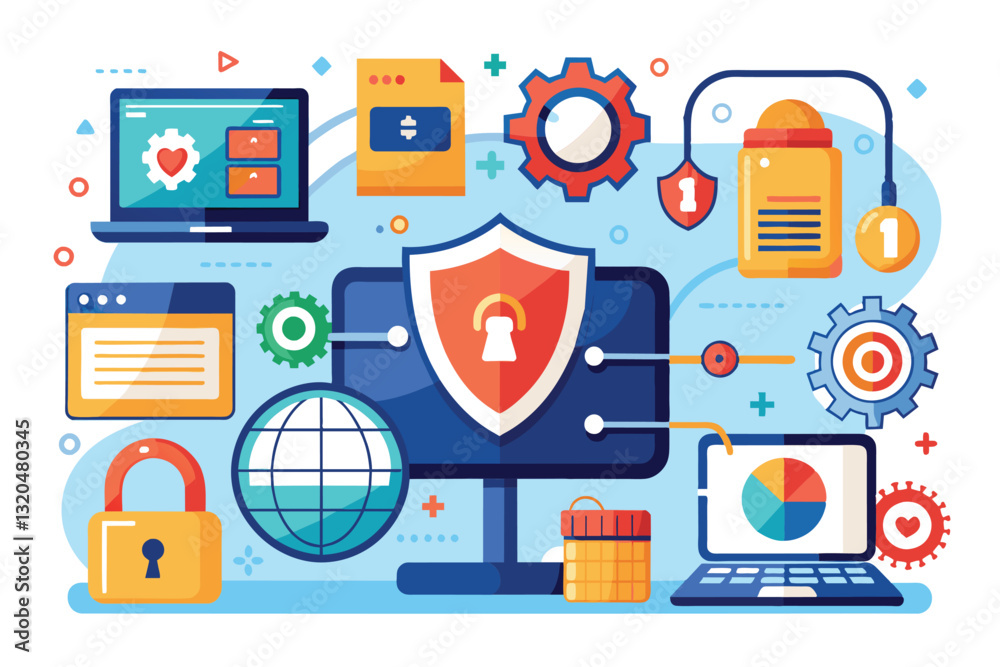 Visual representation of SSL technology, featuring icons of security ...