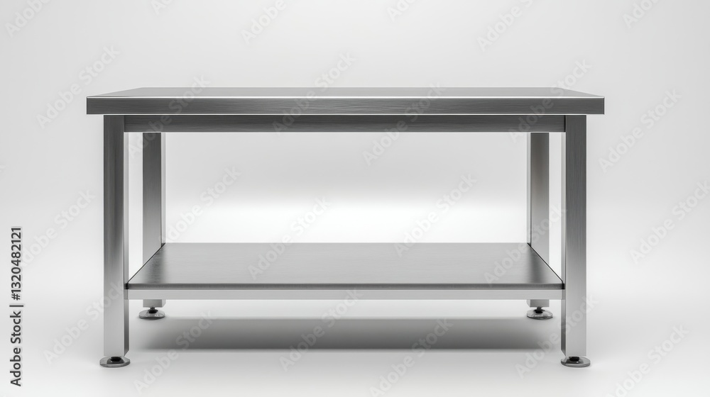 Sleek stainless steel work table with a lower shelf. Perfect for a ...