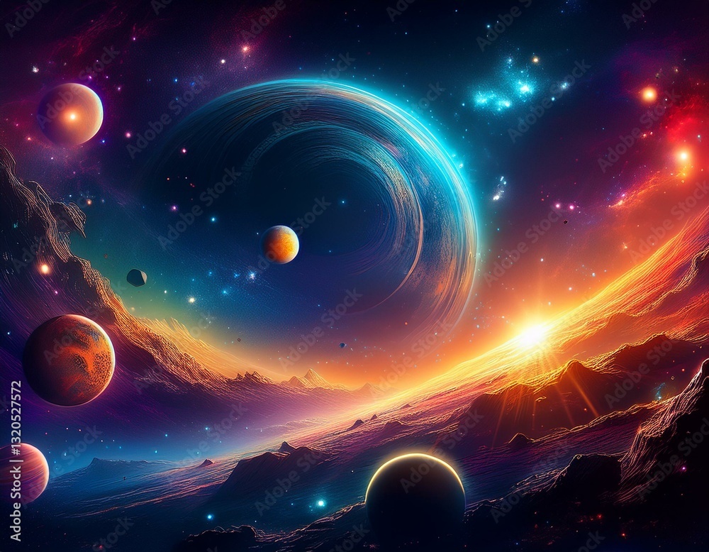 universe galaxy space background nebula planets starts suns and planets ...