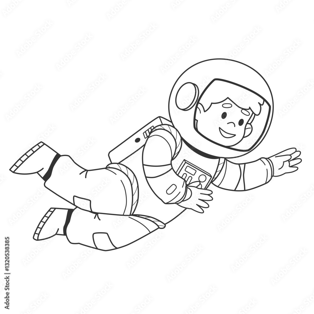 Vector de Stock Astronaut character in a helmet in outer space ...