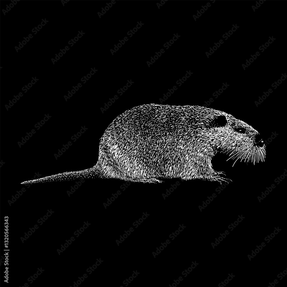 Nutria hand drawing vector isolated on black background. Stock Vector ...
