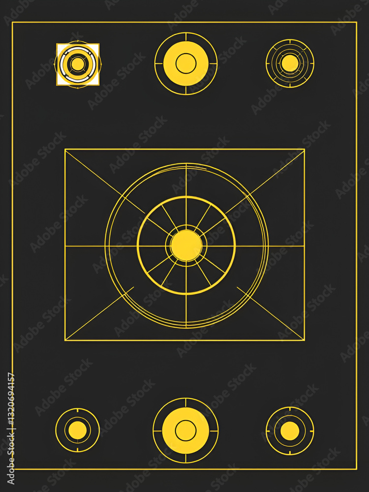 Golden ratio template set. Fibonacci sequence signs. Logarithmic spiral ...