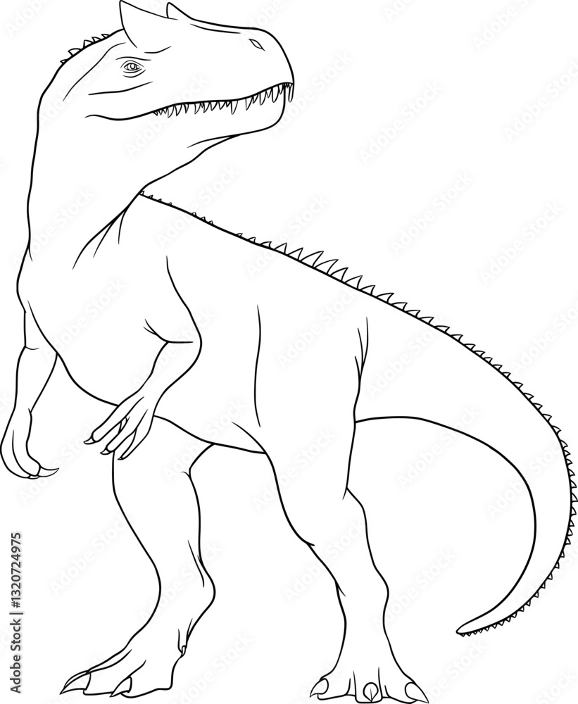 Giganotosaurus dinosaur vector outline illustration coloring book ...