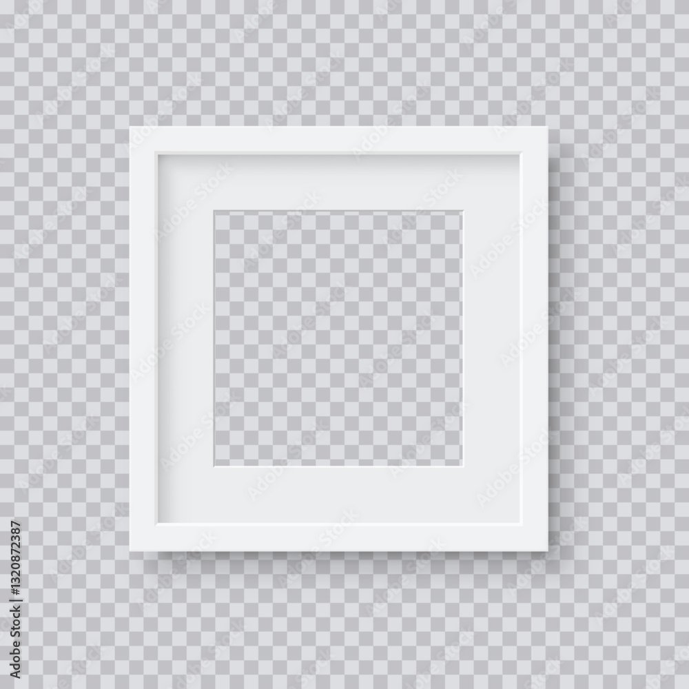 Square picture frame with minimalist design. White photo frame isolated ...