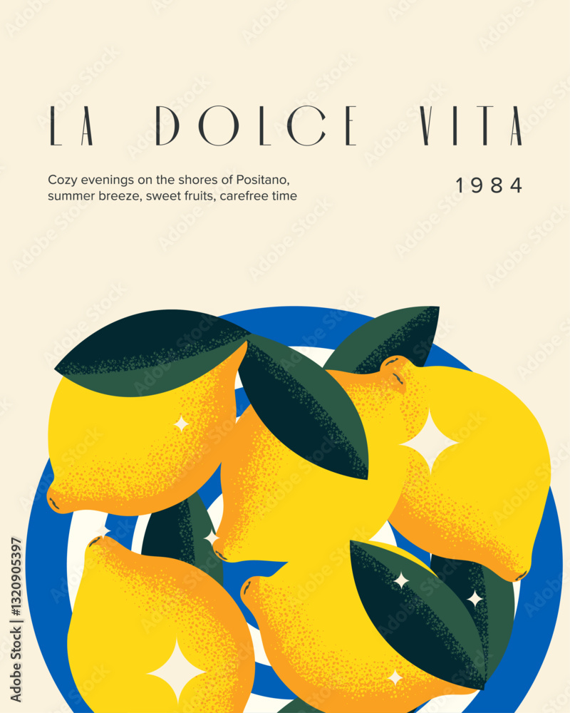 Image vectorielle Stock La Dolce Vita poster, Positano poster, Italy banner | Adobe Stock