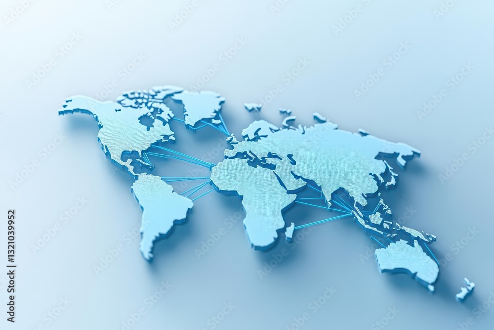 Detailed world map highlighting continents, oceans, and countries with ...