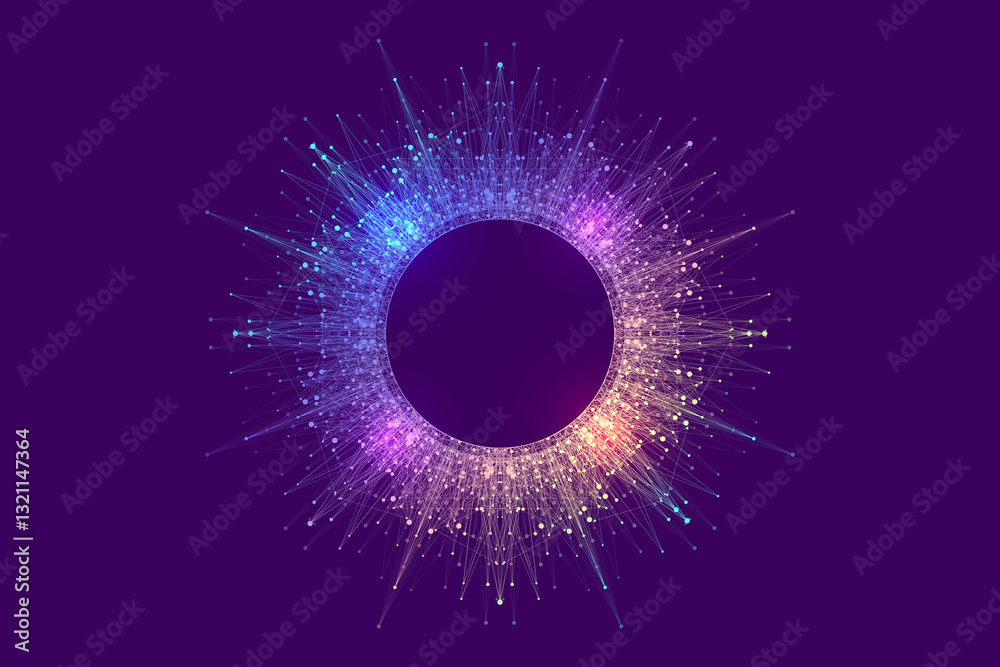 Scientific illustration quantum computer technology. Plexus fiction ...