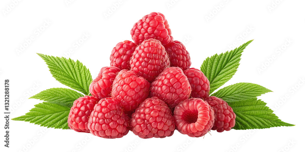 "Fresh Raspberries with Leaves – High-Quality Transparent Background ...