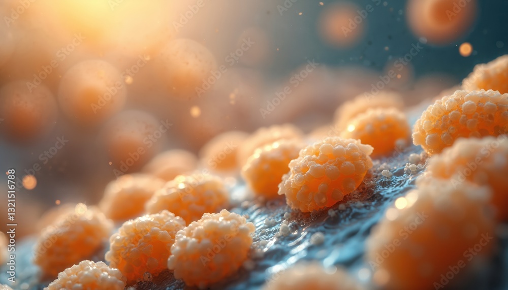 Microscopic view of orange human fat body tissue, physiology ...