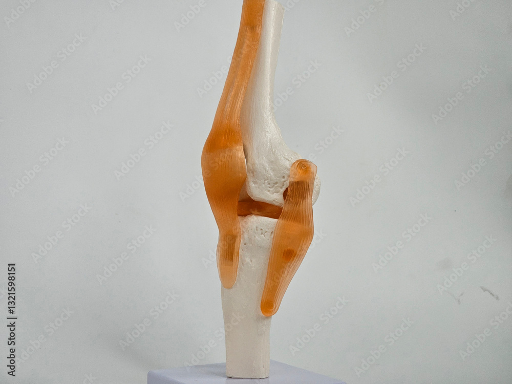 Detailed anatomical model of a human knee joint showcasing ligaments ...