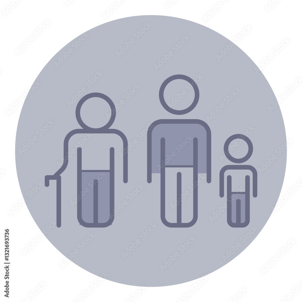 Three stick figure icons representing family connection, including ...