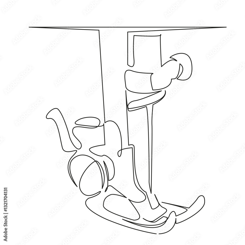 One continuous single drawing line art flat doodle sewing, machine, textile, craft, equipment ...