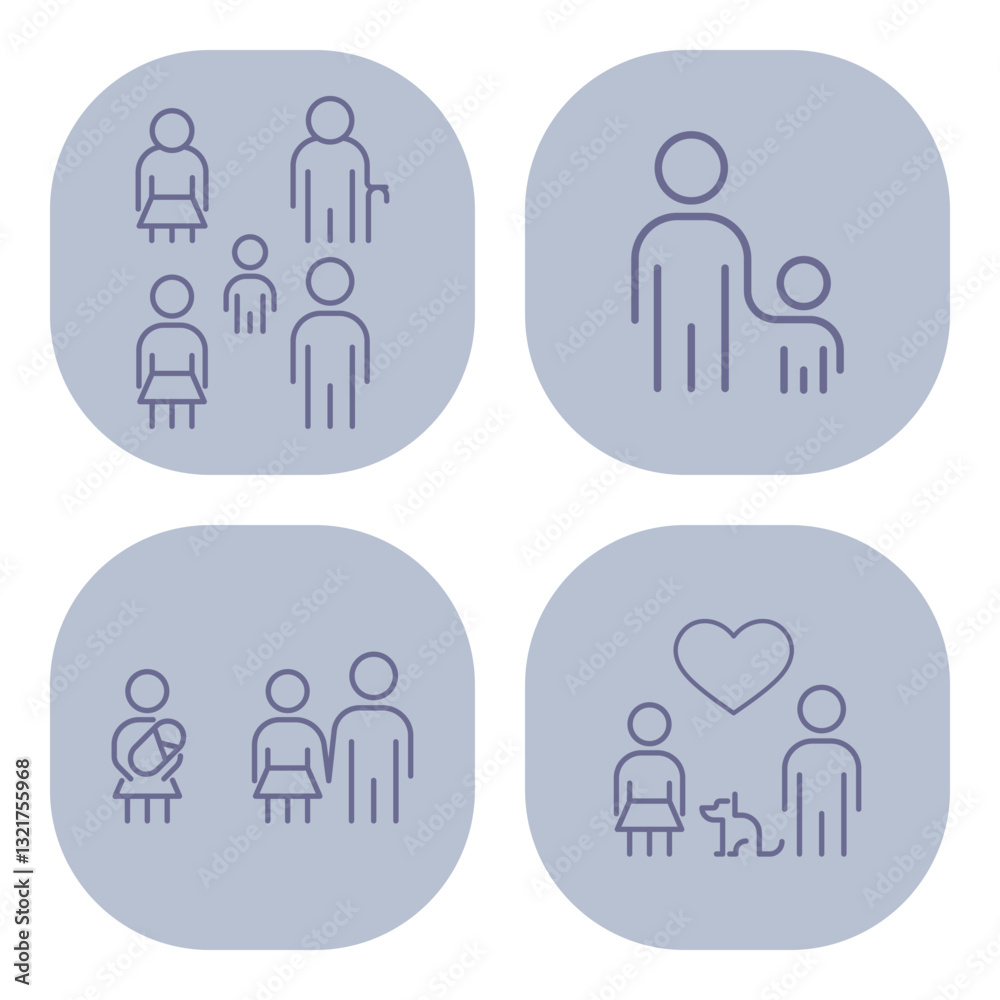 Various icons of family structures and relationships, showcasing ...