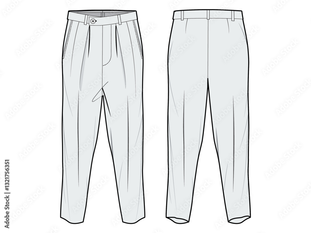 Chino Trousers Fashion Illustration Mock-up Template for Design and ...