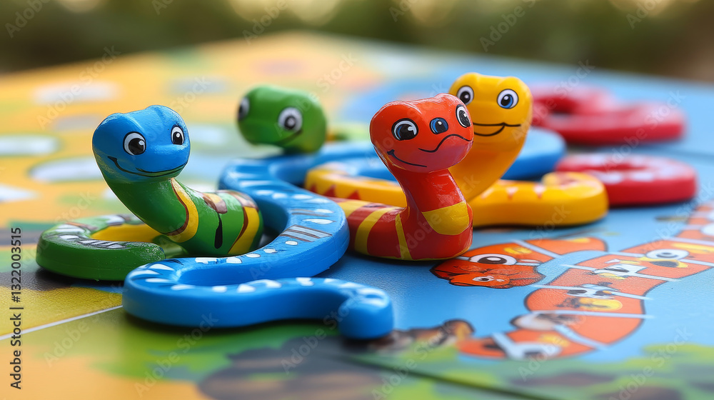 Snakes and ladders. Kids dice board game. Climbing puzzle map for ...