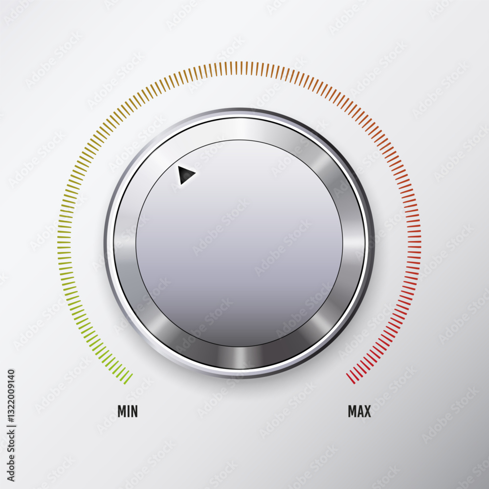 Round adjustment dial on white background realistic set of analogue ...