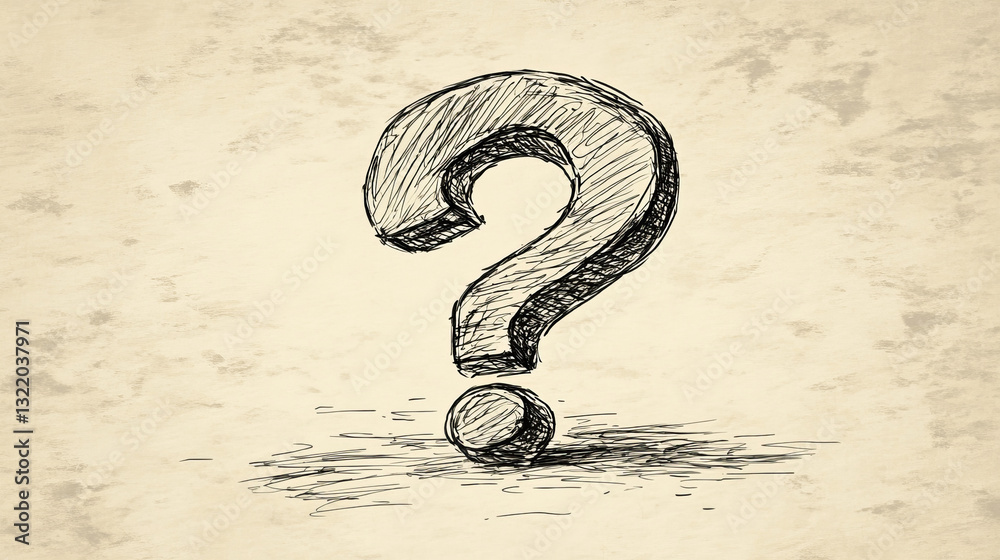 Hand writes question mark. Sketch one line hand draw question mark ...