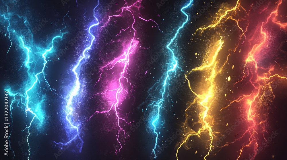 Cartoon lightning effect. Thunderbolt strike comic sprite asses for 2D ...