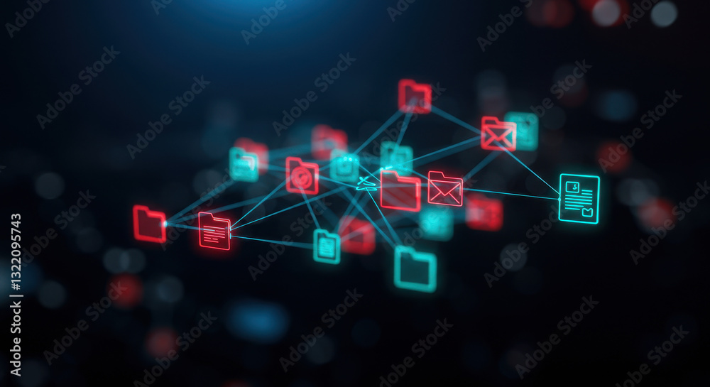 Data Network: Connected Folders & Files - Secure Information, Storage ...