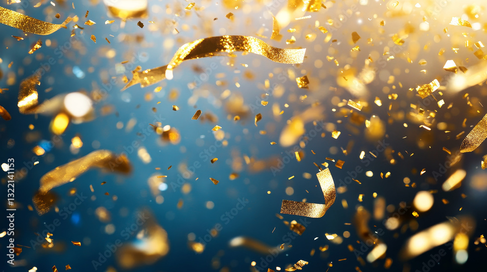 Congrats banner. Winner congratulations, gold confetti and golden ...