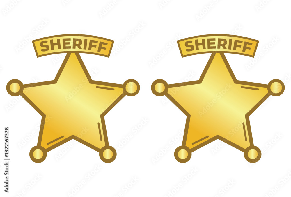Gold Sheriff Badge vectors, A gold sheriff star badge displayed against ...