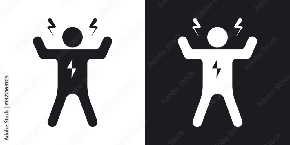 Energized human icons in solid black and white collection Stock Vector ...
