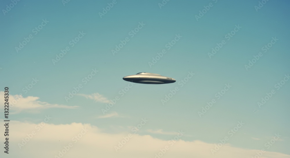 Ufo flying in the serene sky for science fiction artwork, science ...