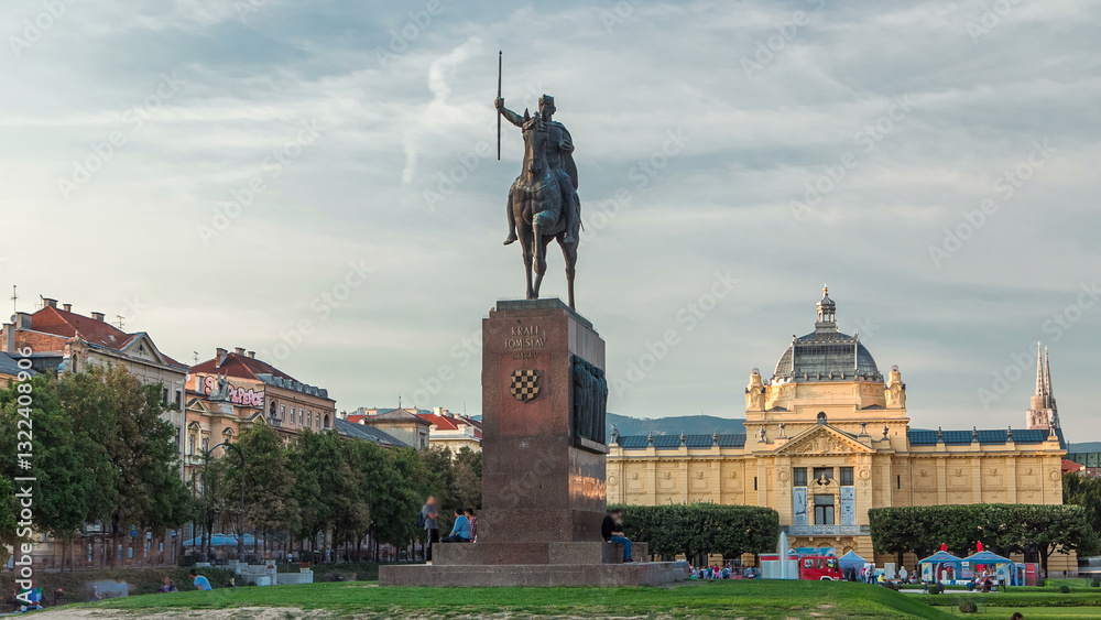 Monument of the Croatian King Tomislav timelapse hyperlapse and art ...