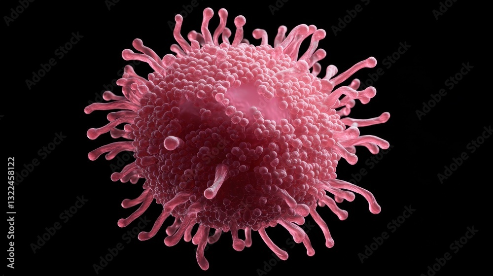 Epstein-Barr DNA herpes virus infecting a B lymphocyte, electron ...