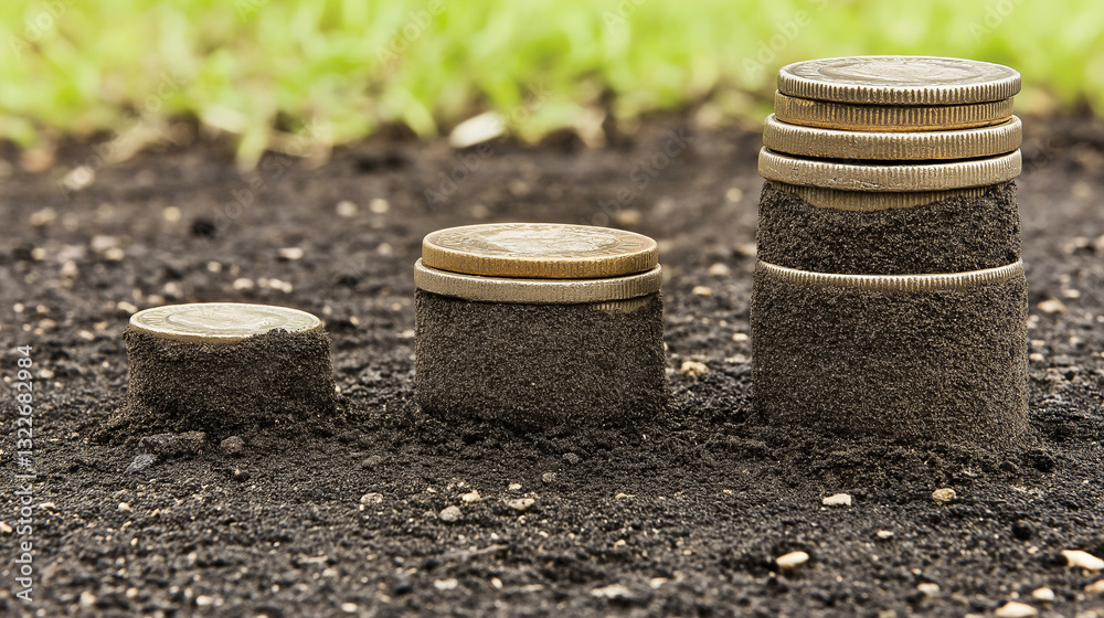 Growth Stages in Focus: An image showcasing a series of stacked soil ...