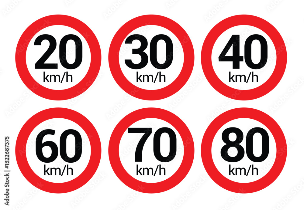Speed limit road icon clipart set. Highway traffic speed limit clip art ...