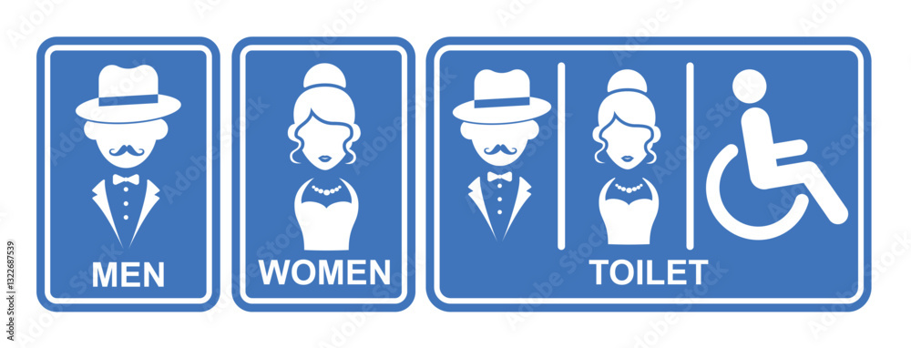 Toilet sign icon clipart. Men and women restroom clip art with male ...