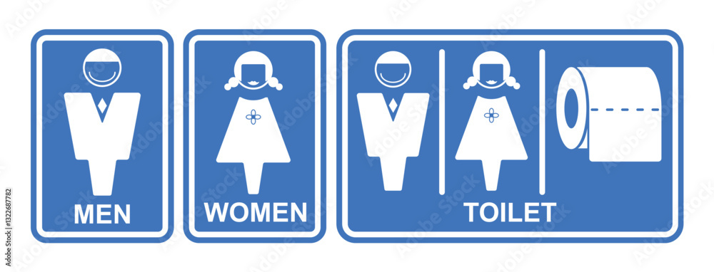 Toilet restroom sign icon clipart set. Men and women bathroom signages ...